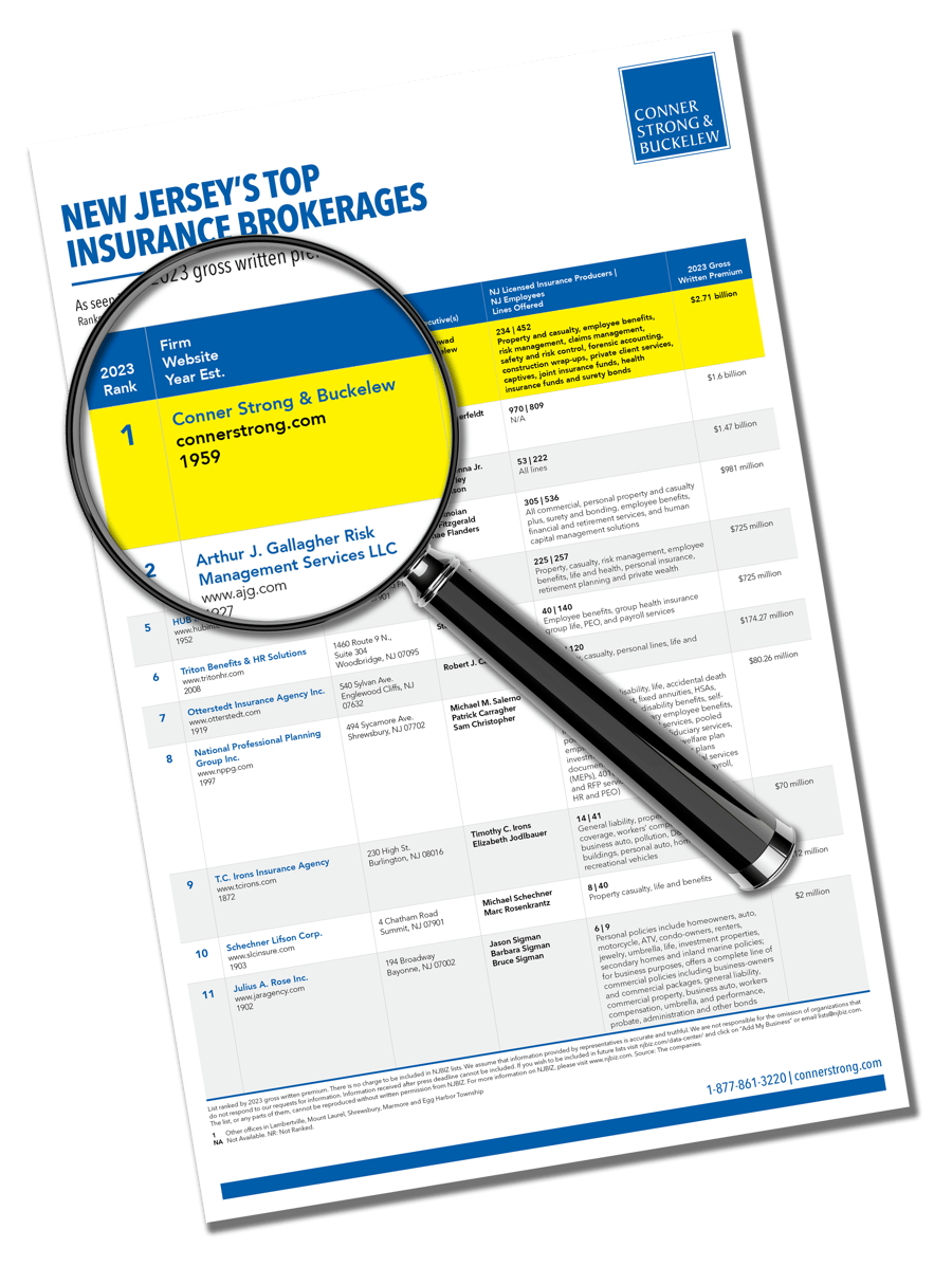 #1 Largest New Jersey-Based Insurance Brokerage - Conner Strong